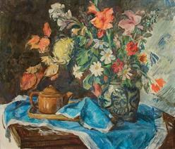 Csok, Istvan; Oil on Canvas Painting, signed, Still Life wirh Vase of ...