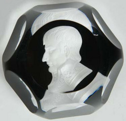 Paperweight; Baccarat Glass, Sulphide, Cameo, Napoleon Bonaparte ...