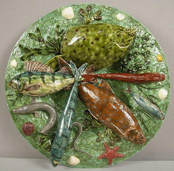 Majolica Pottery; French, Palissy Ware, Luff (Geoffrey), Tray, Circular ...