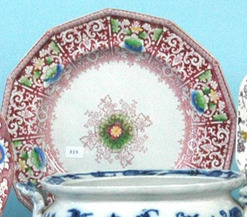 Ironstone; Zamara Pattern, Plate, Transfer Red, 8 inch.