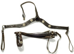 Saddle; Brown (NA), Western Show, Tooled Leather, German Silver Horn ...