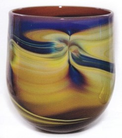 Art Glass; Guzzardo (Michael), Vase, Agate, Ovoid, Swirled, Purple ...