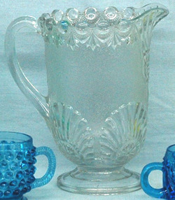 Pattern Glass; Westmoreland, Shell & Jewel, Pitcher, Clear, 8 inch.