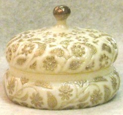 Art Glass; Findlay Onyx, Butter Dish & Cover, Floral, 6 inch.