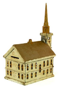 Still Bank; Cast Iron, Old South Church, Small, 9 inch.