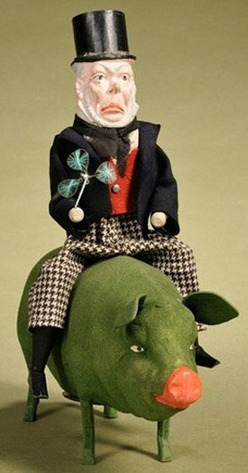 Candy Container; Paddy & The Pig, Composition & Wood, Germany, 12 inch.