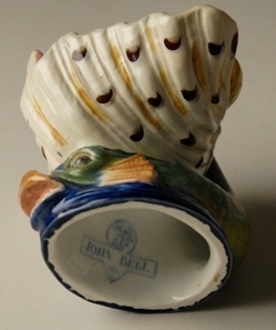 Wedgwood; Pearlware, Salt Dish, Half Clam Shell, Majolica Glaze, 6 inch.