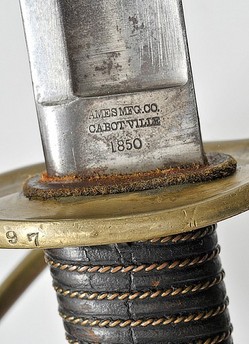 Sword; Ames, Model 1840, Cavalry Heavy Saber, US ADK 1850 Mark, Scabbard.