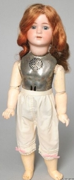 Phonograph; Edison, Phonograph Doll, Bisque S&H Head, 22 inch.