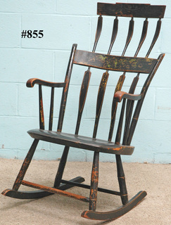 Furniture: Windsor Chair-Rocking; Comb-Back, Paint Decorated, Arrow ...