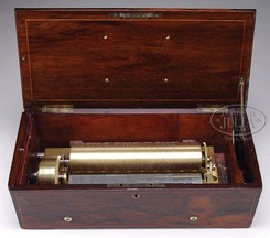 Music Box; Lecoultre, Four-Overture, Cylinder (11 inch), Walnut Case ...