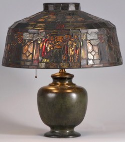 Table Lamp; American, Duffner & Kimberly, Leaded Glass, Magna Carta ...