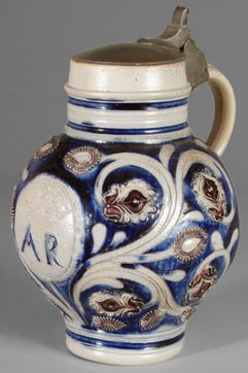 Stoneware; Westerwald, Jug, Queen Anne, Cobalt & Manganese Decoration ...