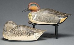 Decoy; Chesser (Grayson), Green Wing Teal (2), Drake & Hen, Carved ...