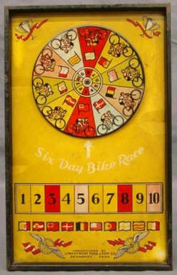 Board Game; Lindstrom, Six Day Bike Race, Tin Litho, 2-Sided.
