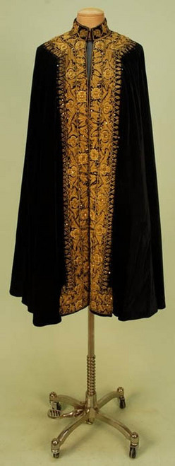 Cape; Lady's, Velvet?, Stand Collar, Gold Embroidery, Sequins, Black ...