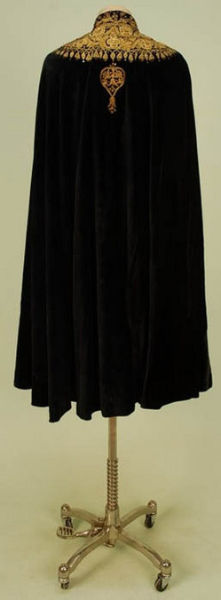 Cape; Lady's, Velvet?, Stand Collar, Gold Embroidery, Sequins, Black ...