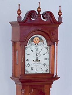 Tall Case Clock; Pennsylvania, Chippendale, Murphy (John), Cherry, Broken Arch Bonnet, Moon Dial ...