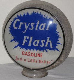 Gas Station; Pump Globe, Crystal Flash Gasoline, 3-Piece, Ripple Glass ...