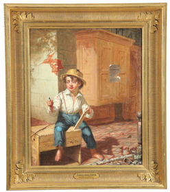 Eaton, Joseph Oriel; Oil on Canvas Painting, signed, Boy with Broken ...