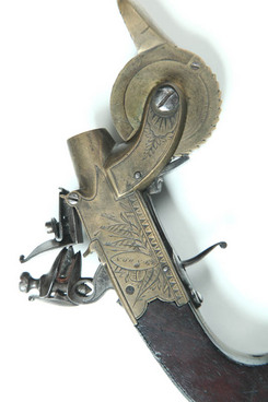 Powder Tester; Tratham, Flintlock Pistol, Brass Frame, 7 inch.
