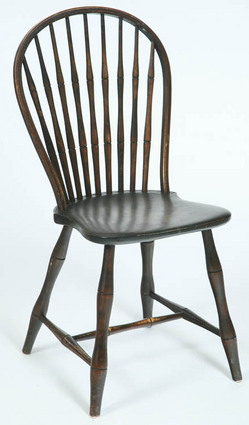 Furniture: Windsor Style Chair-Side (06); Bow-Back, 9 Spindles, Saddle ...