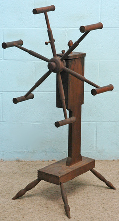 Clock Winder; Wood, Upright, Primitive, Notch-Carved & Beaded Edges, 42 ...
