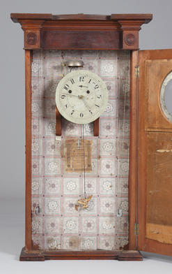 Shelf Clock; Munger (Asa), Column & Cornice, Mahogany, Mirror Tablet, 8 ...