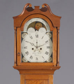 Tall Case Clock; Pennsylvania, Federal, Diehl (Jacob), Walnut, Broken Arch, Moon Phase Dial, 8 ...