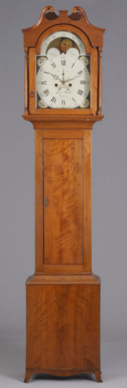 Tall Case Clock; Pennsylvania, Federal, Diehl (Jacob), Walnut, Broken Arch, Moon Phase Dial, 8 ...