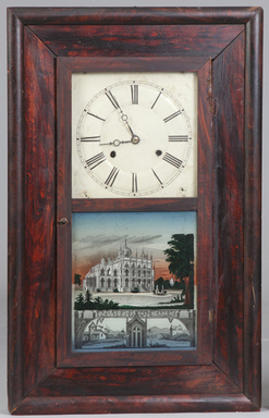 Shelf Clock; Owen & Clark, Ogee, 8-Day, Rosewood, Painted Tablet, 28 inch.