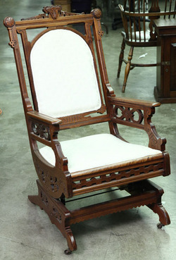 Furniture: Chair-Rocking; Platform, Eastlake Style, Incised Decoration ...