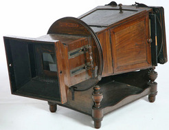 Viewer; Megalethoscope, Charles Ponti, Walnut Case, 35 inch.