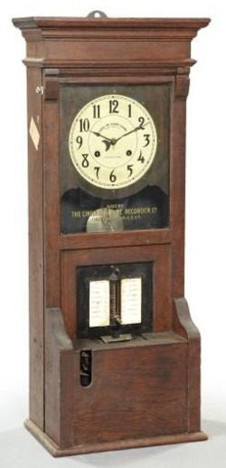 Time Clock; Cincinnati Time Recorder, Oak, 46 inch.