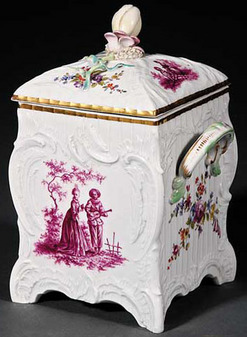 KPM Porcelain; Dresser Box, Courting Couple & Floral, Handled ...