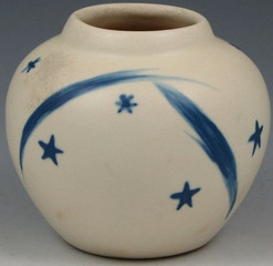 Weller Pottery; Geode, Vase, Shooting Stars, White, 4 inch.