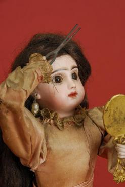 Automaton; Jumeau, Lady? with Mirror & Curling Iron, Musical, Clockwork ...