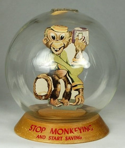 Glass Bank; Moran (Vic), Bubble Money Meter, Stop Monkeying & Start Saving.