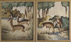 Harris, Benjamin Jorg; Airbrush Acrylic? Painting (2), signed, Two Deer ...