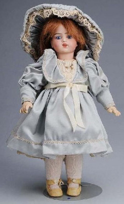 Bisque Doll; Bru Jne R Bebe, Blue Set Eyes, Open Mouth with White Line ...