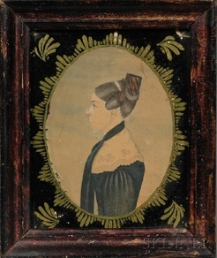 Porter, Rufus; Watercolor Painting, Miniature, Portrait of a Young ...