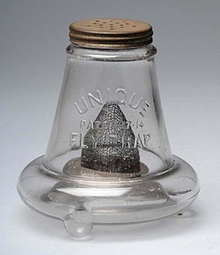 Flytrap; Unique Flytrap, Glass, Screw Cap, 1914 Patent, 6 inch.