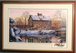 Bollinger, Richard; Print, signed, Winter Scene with Pennsylvania Mill ...