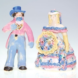 Overbeck Pottery; Figures (2), Southern Belle & Beau, 5 inch.