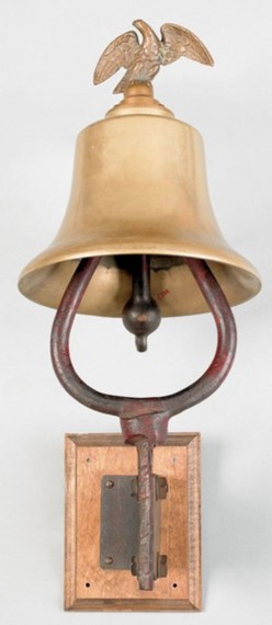 Bell; Fire Engine (2), Brass, Eagle Finial, Stand.