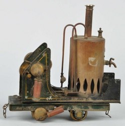 Steam Powered; Schoenner?, Train Car, Vertical Boiler.