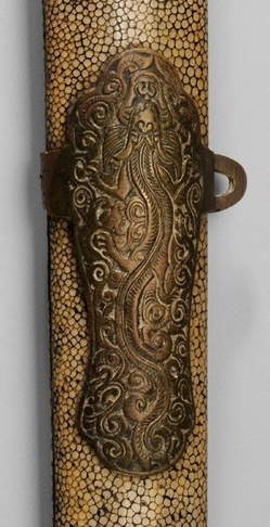 Sword; Chinese, Jian, Double, Horn Grips, Dragon Cross Guard, Scabbard ...