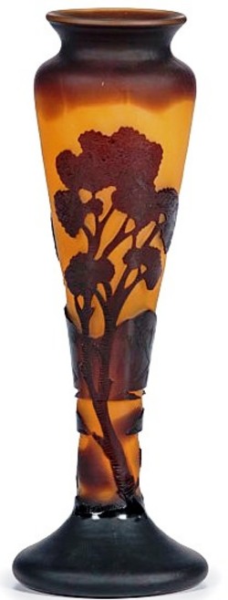 Cameo Glass; La Rochere, Vase, Tapered, Landscape, Water & Mountains ...