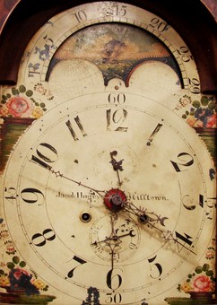 Tall Case Clock; Pennsylvania, Federal, Hagey (Jacob), 8-Day, Moon Dial, Walnut, Broken Arch, 95 ...