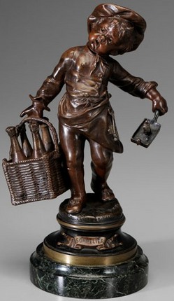 Bronze Sculpture; French School, signed Rousseau, Sommelier, 12 inch.